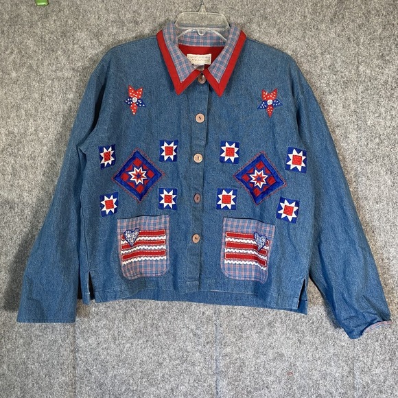 Casey Coleman | Jackets & Coats | Vtg Denim Patchwork Jacket Womens ...